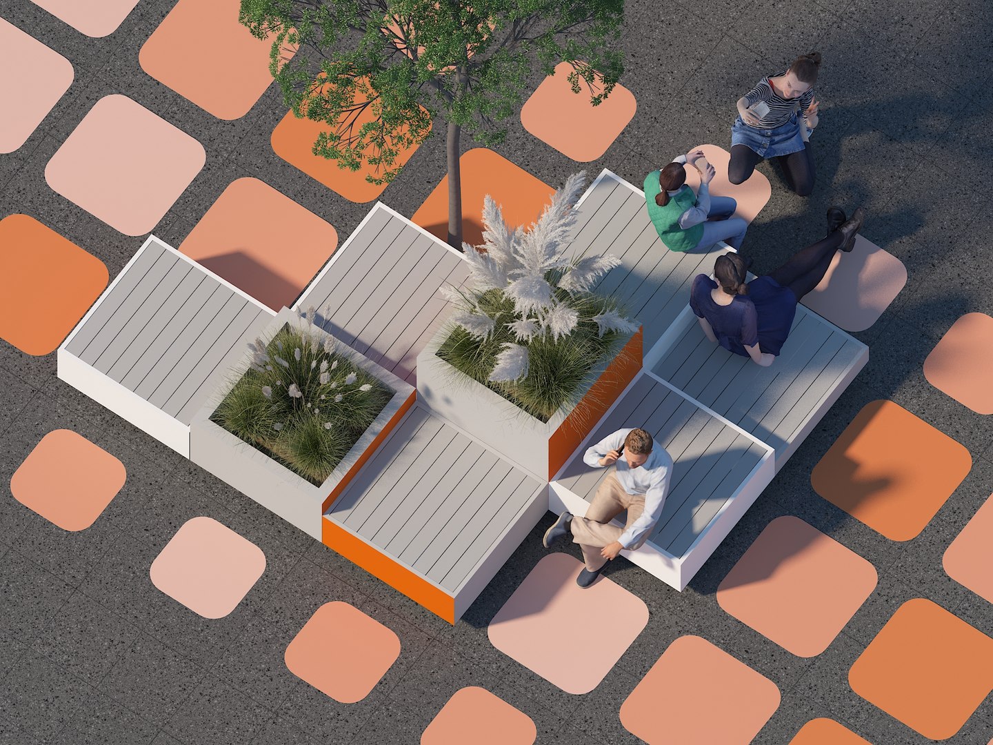 Flower ware modern outdoor landscape bench plant trough model ...