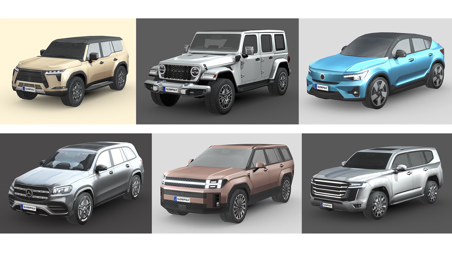 modelo 3d Paquete de autos Low-Poly 001 - SUV - TurboSquid 2156244