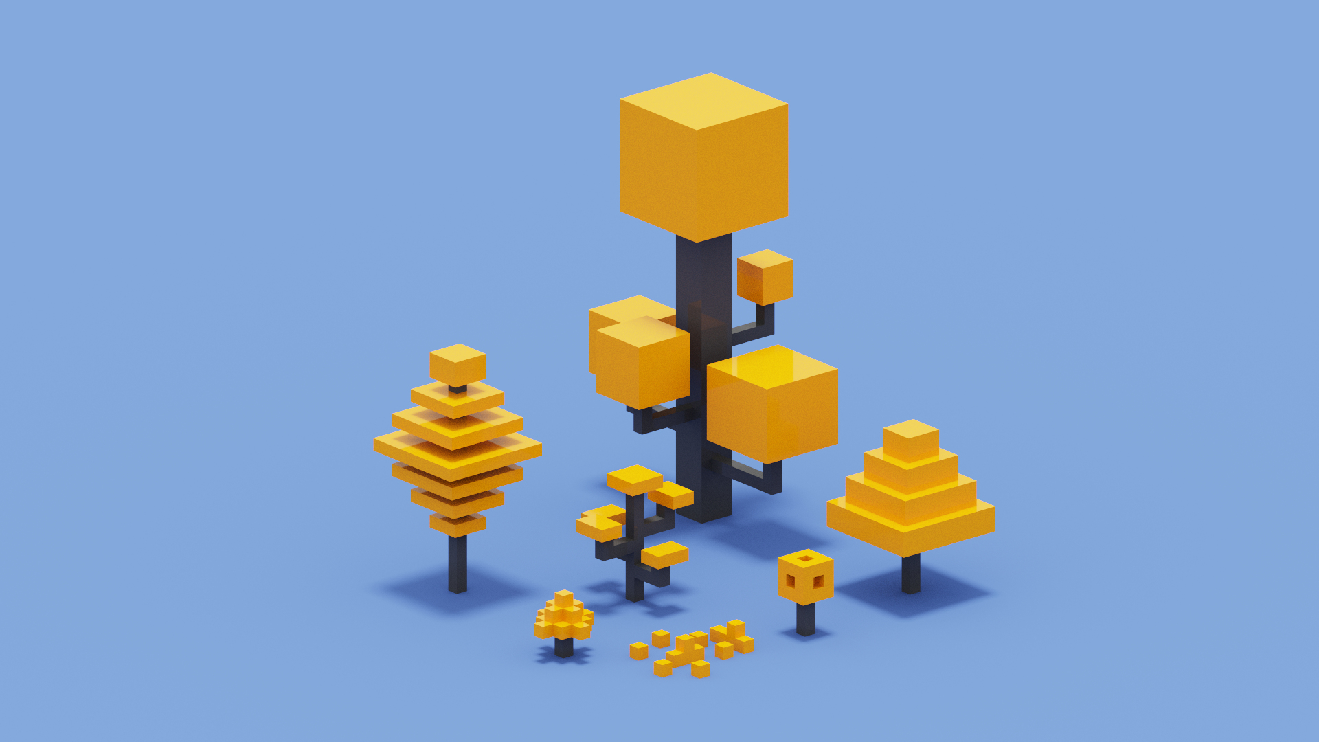 Isometric 3d Autumn Tree Set 3D Model - TurboSquid 1977137