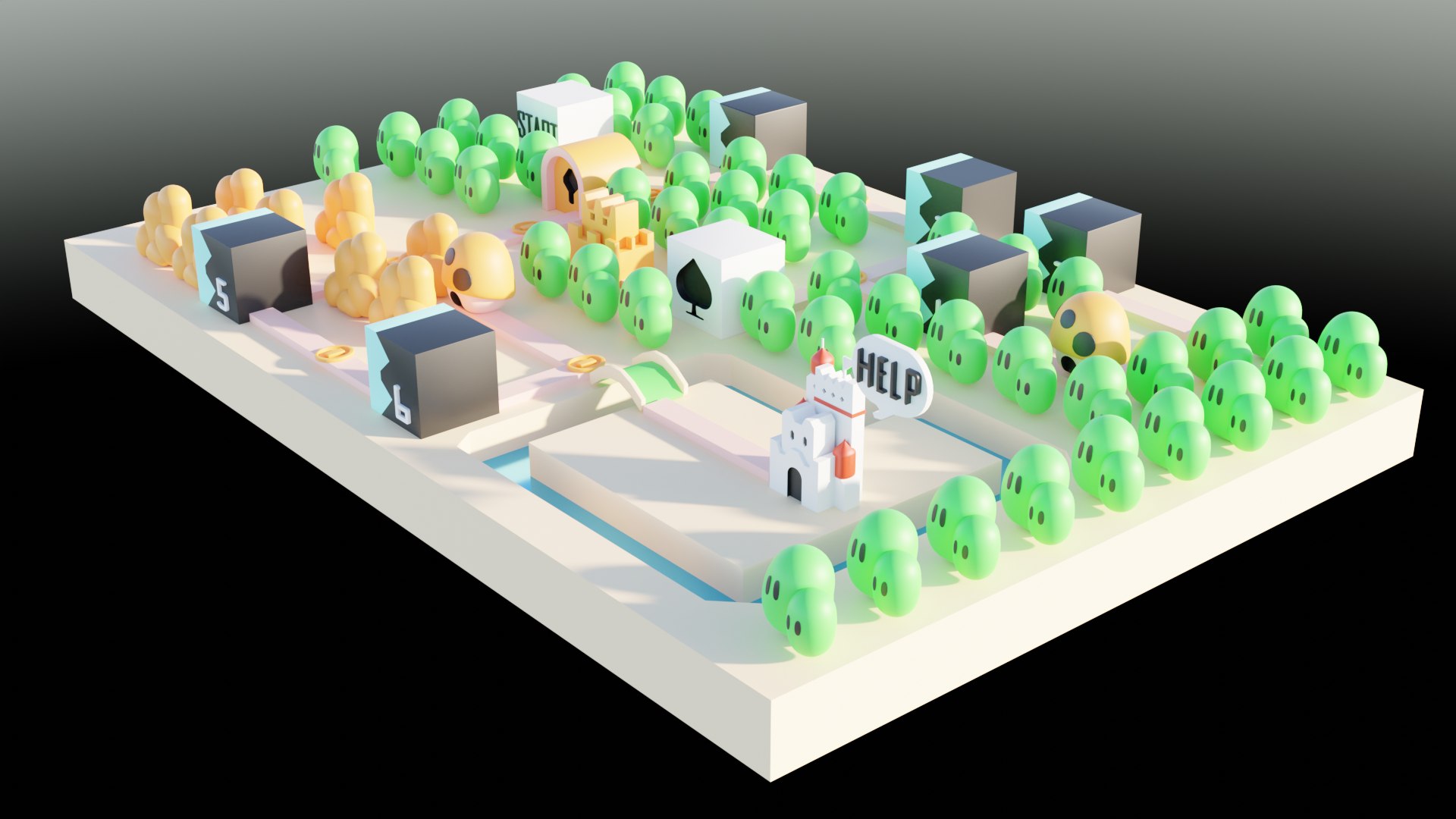 Super Mario Bros 3 Map Word 1 3D Model - TurboSquid 2036747