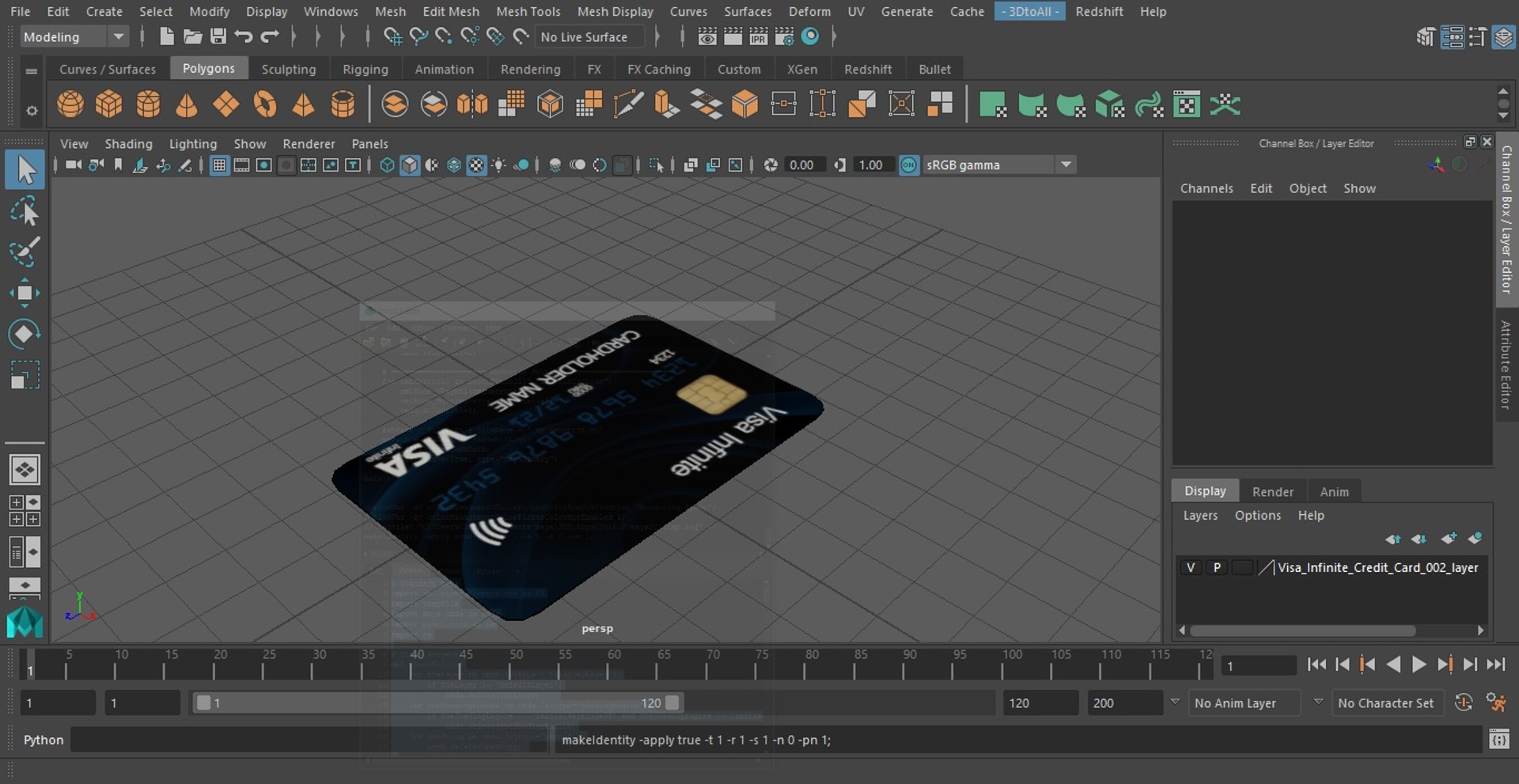 Visa Infinite Credit Card Model - TurboSquid 2046423