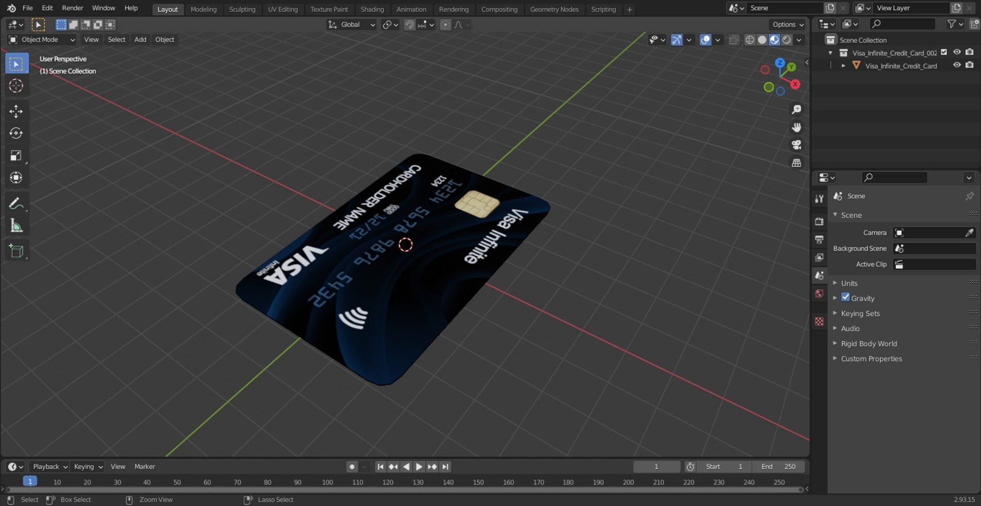Visa Infinite Credit Card Model - TurboSquid 2046423