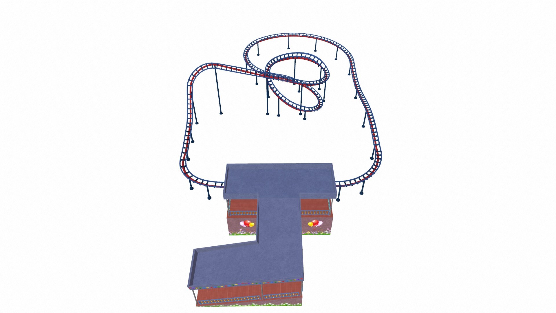 Roller Coaster Track And Train 3D Model - TurboSquid 2358487