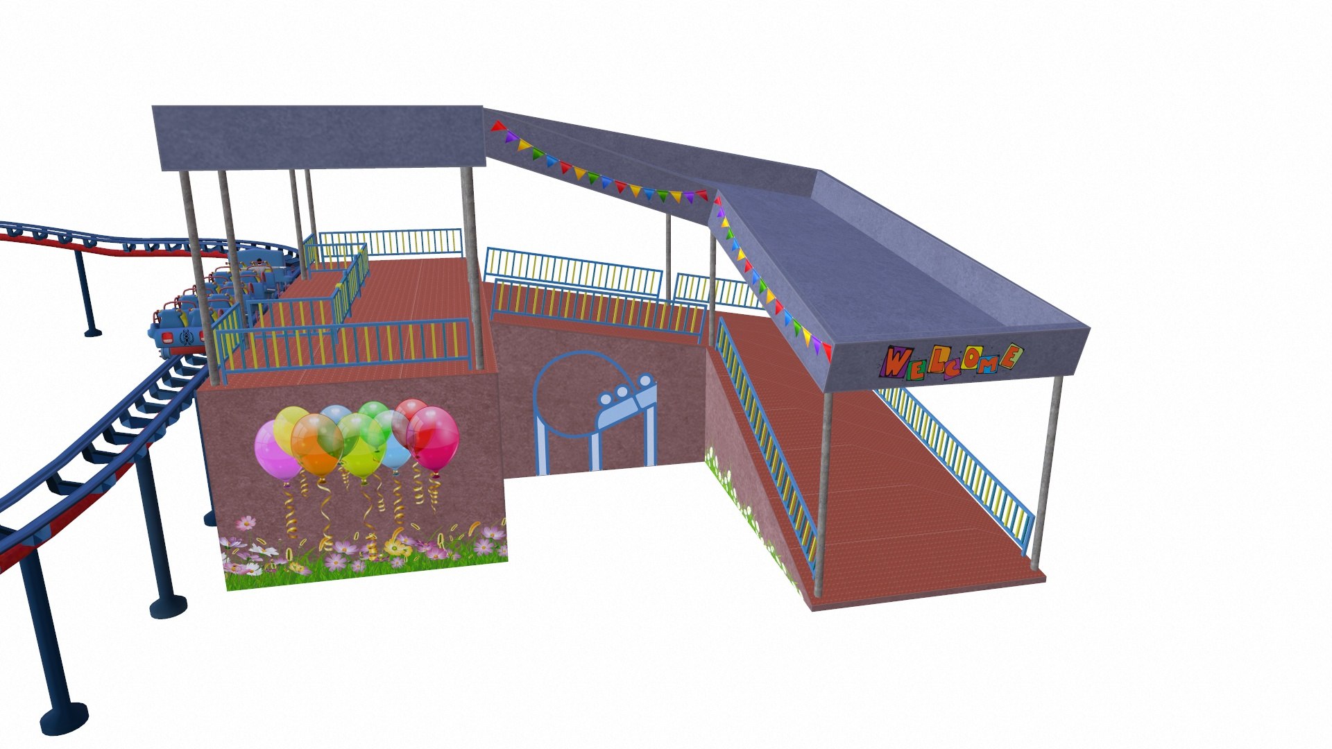 Roller Coaster Track And Train 3D Model - TurboSquid 2358487