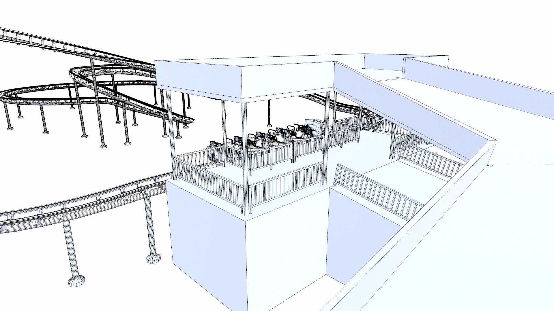 Roller Coaster Track And Train 3D Model - TurboSquid 2358487