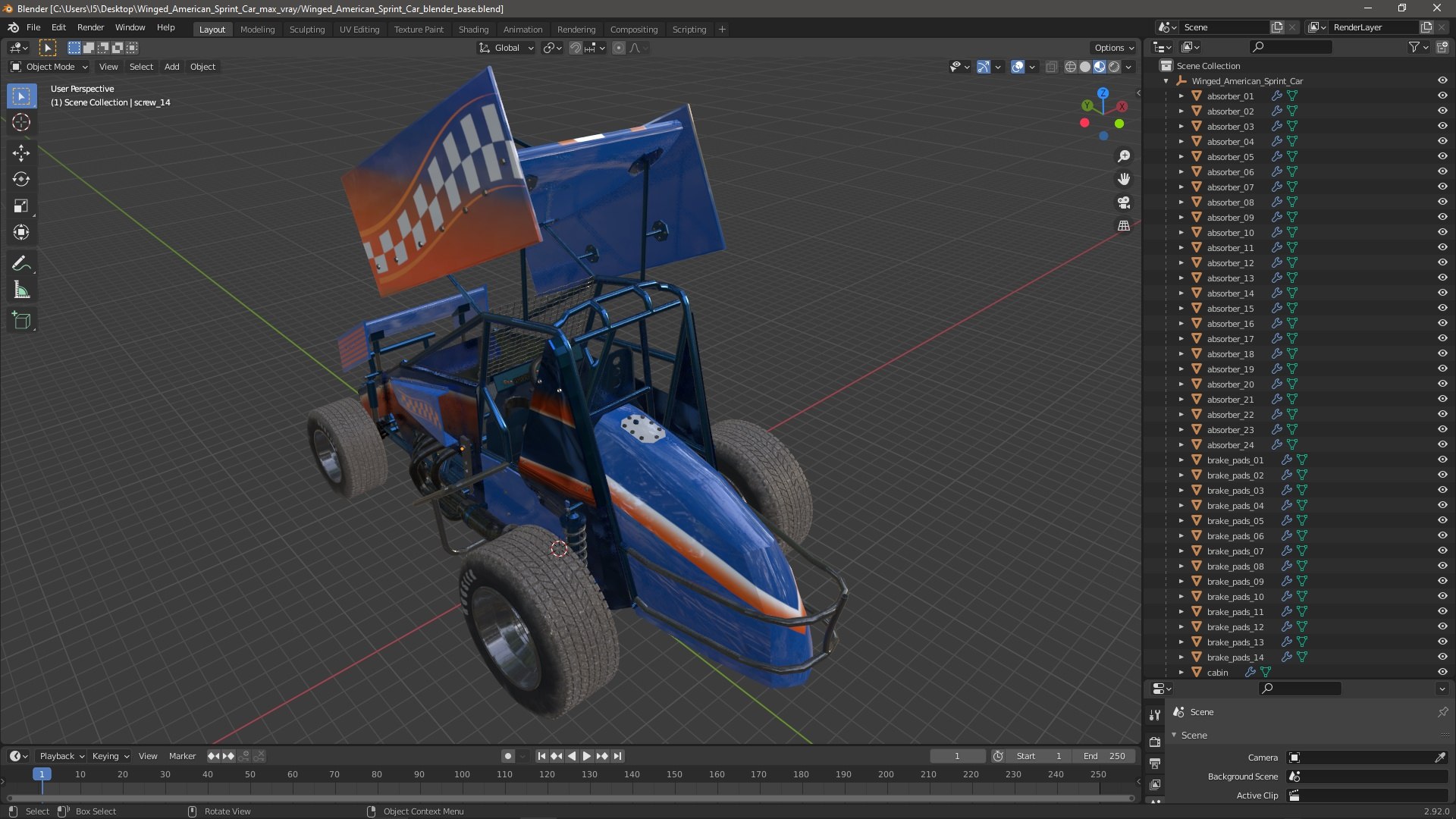 3D Winged American Sprint Car Model - TurboSquid 2209151
