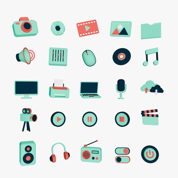 modelo 3d Paquete de iconos multimedia 3D - TurboSquid 2216432