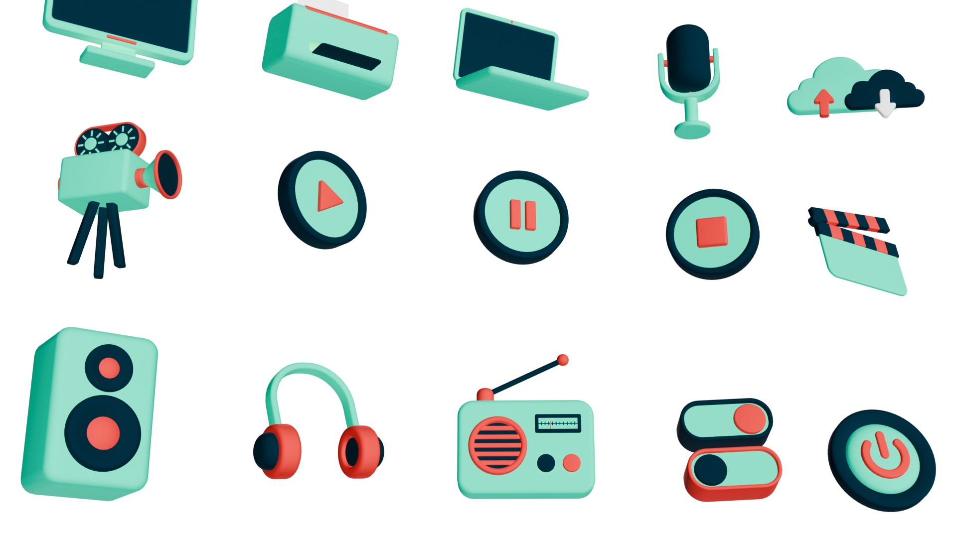 3D Multimedia Icon Pack 3D - TurboSquid 2216432