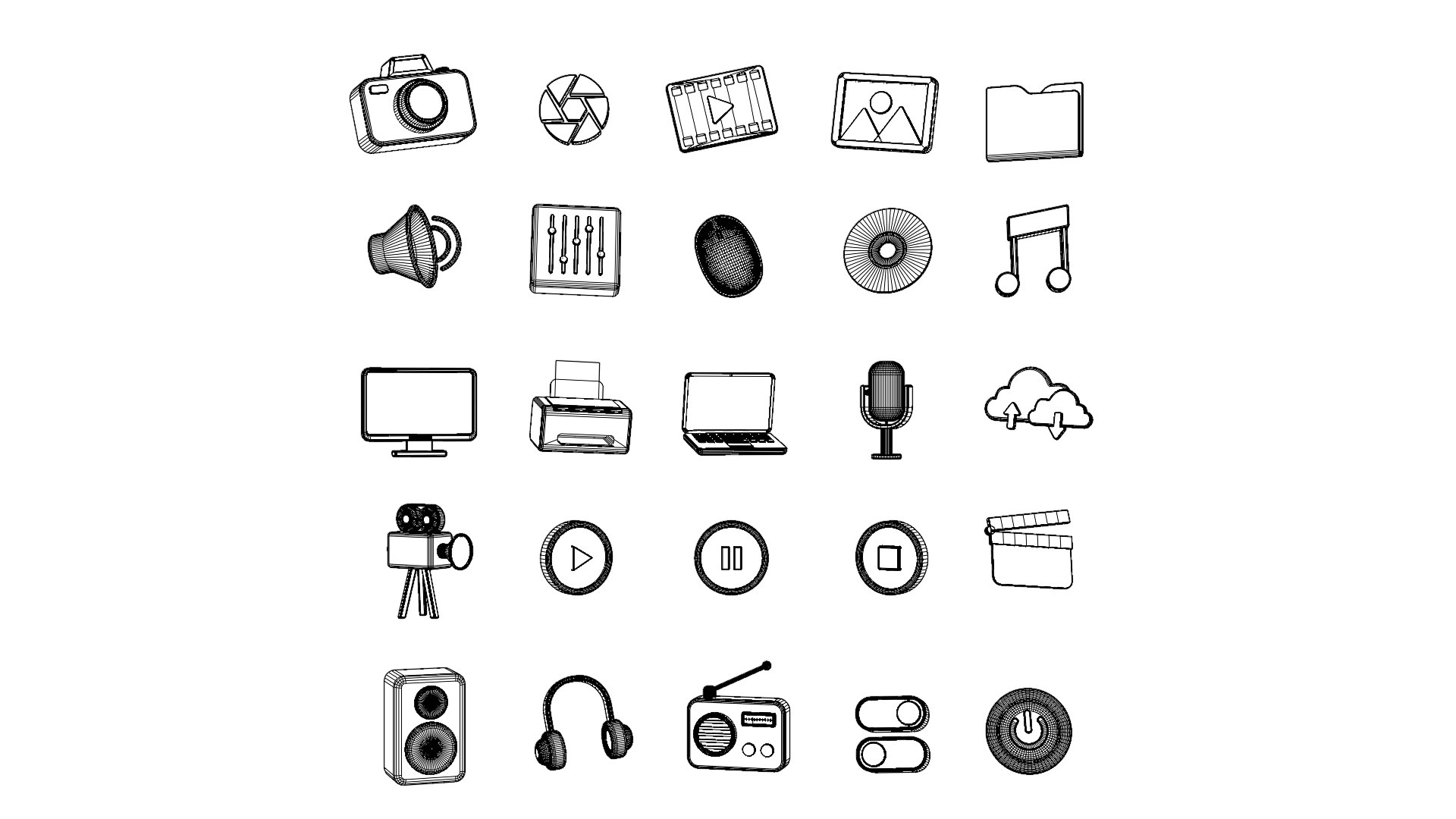 3D Multimedia Icon Pack 3D - TurboSquid 2216432