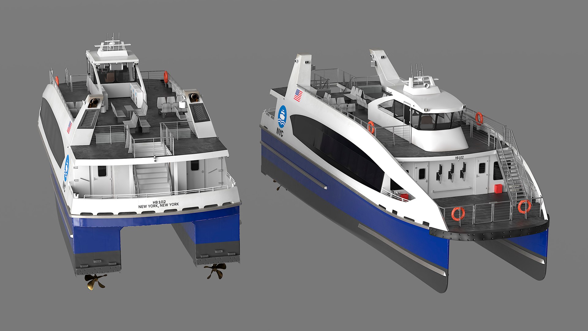3D NYC Passenger Ferry Boat Model - TurboSquid 2260917
