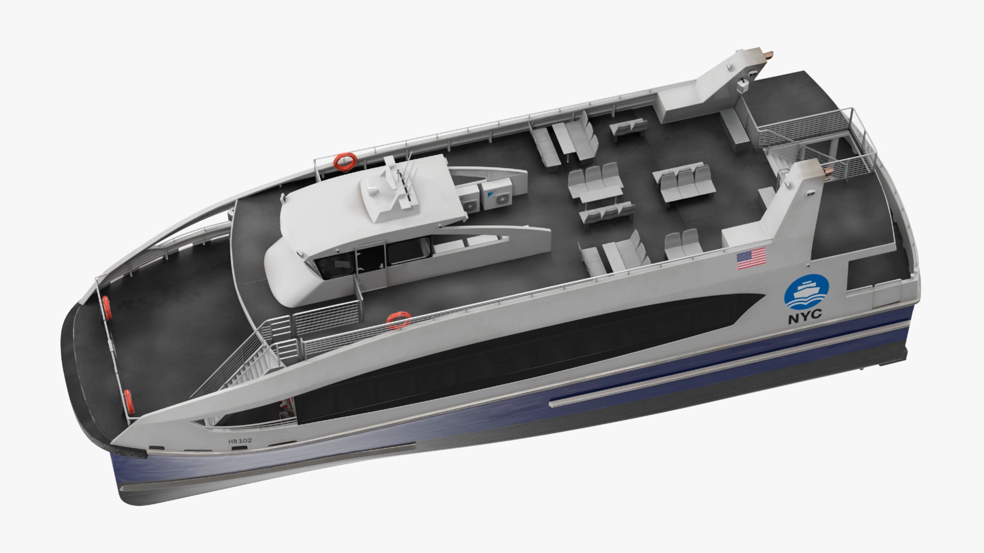 3D NYC Passenger Ferry Boat Model - TurboSquid 2260917