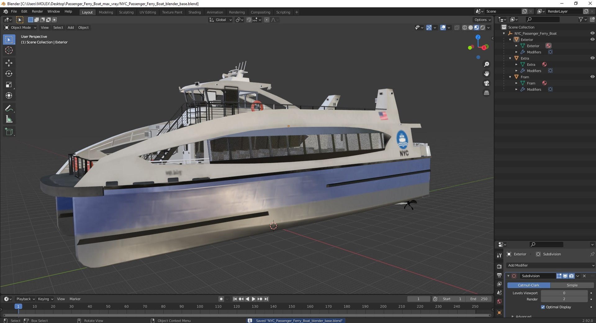 3D NYC Passenger Ferry Boat Model - TurboSquid 2260917