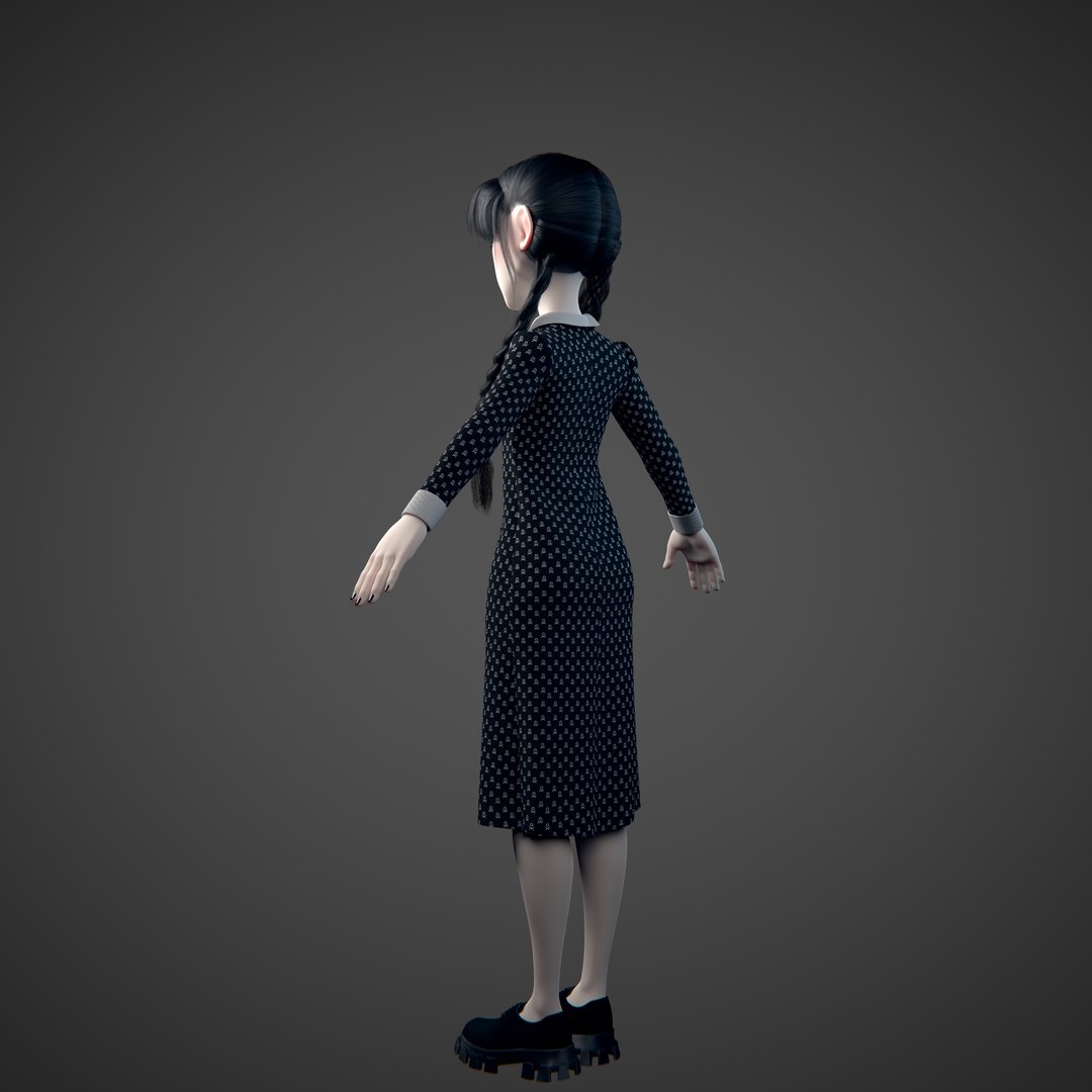 Wednesday Addams LowPoly Pack Of Two Low-poly Model - TurboSquid 2020071