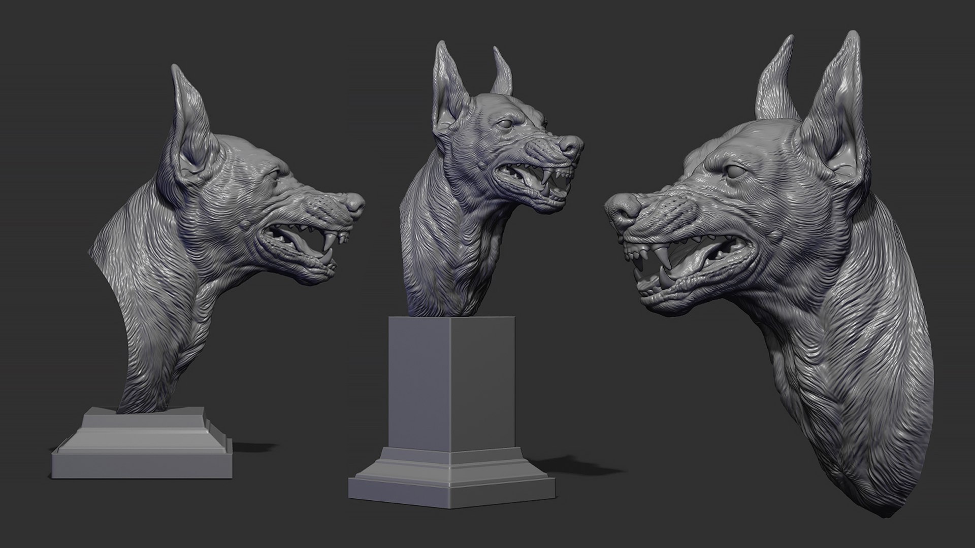 Doberman Head Grin Model - TurboSquid 2040433