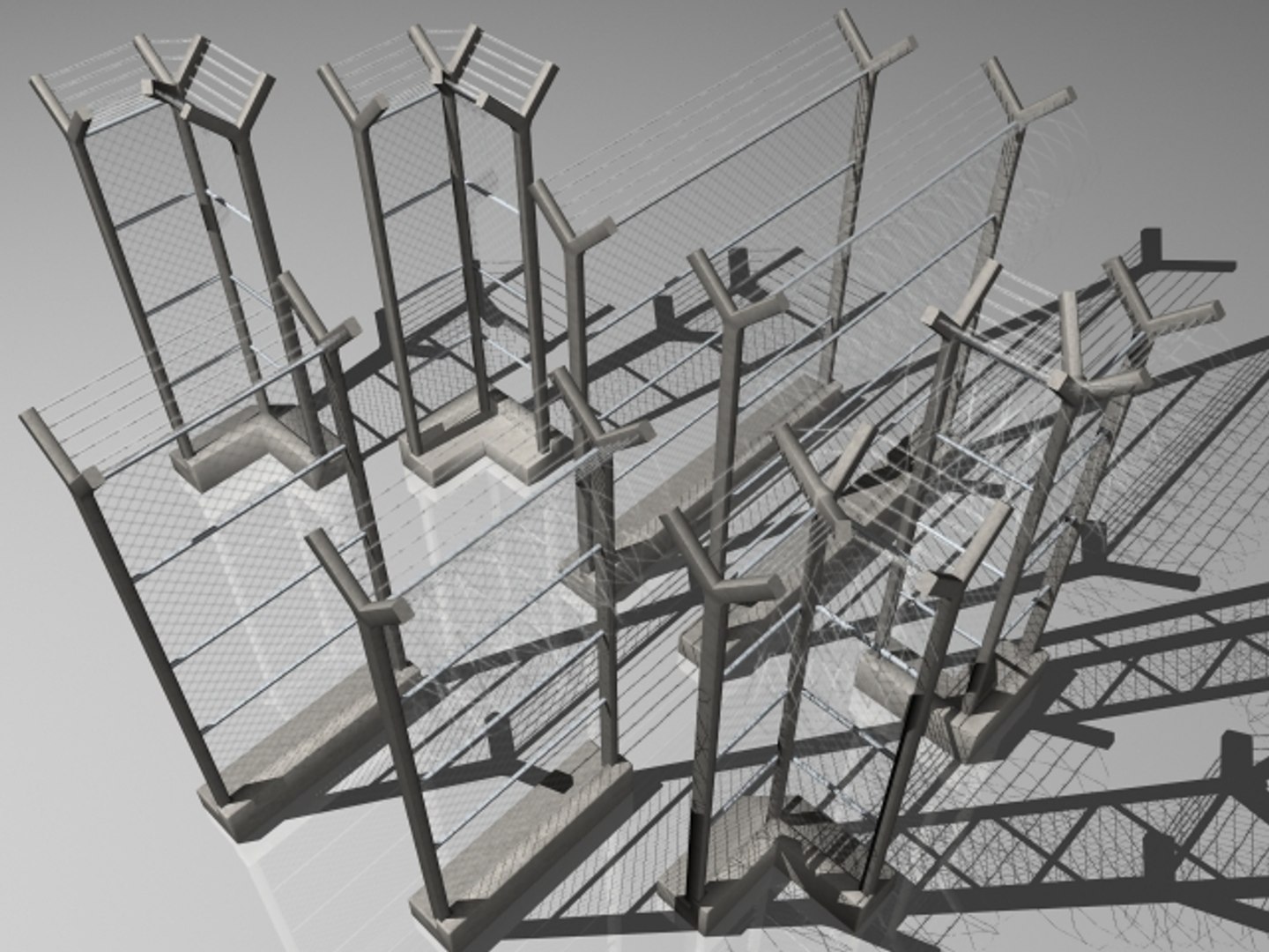 Free Pack Prison Fences Modular 3d Model