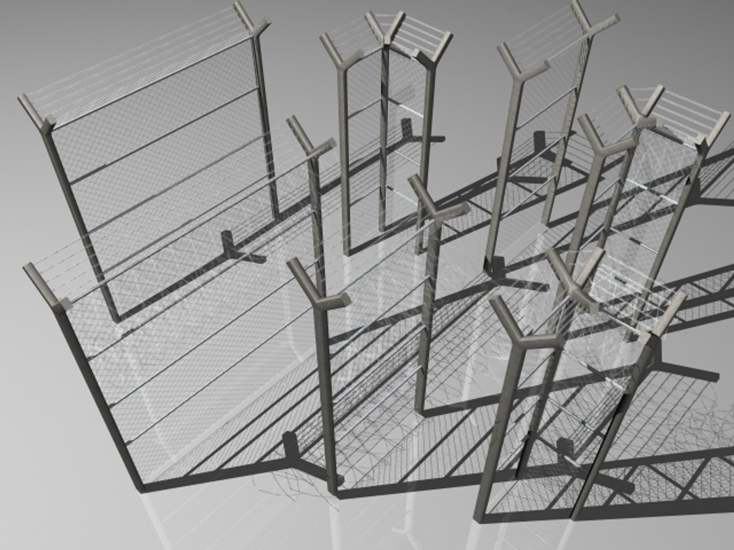 Free Pack Prison Fences Modular 3d Model