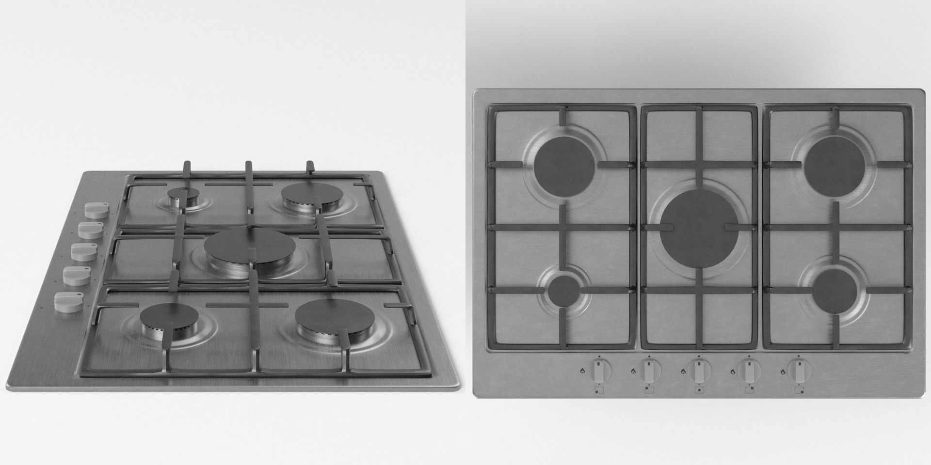 5 Burners Gas Hob 3D Model - TurboSquid 1974183