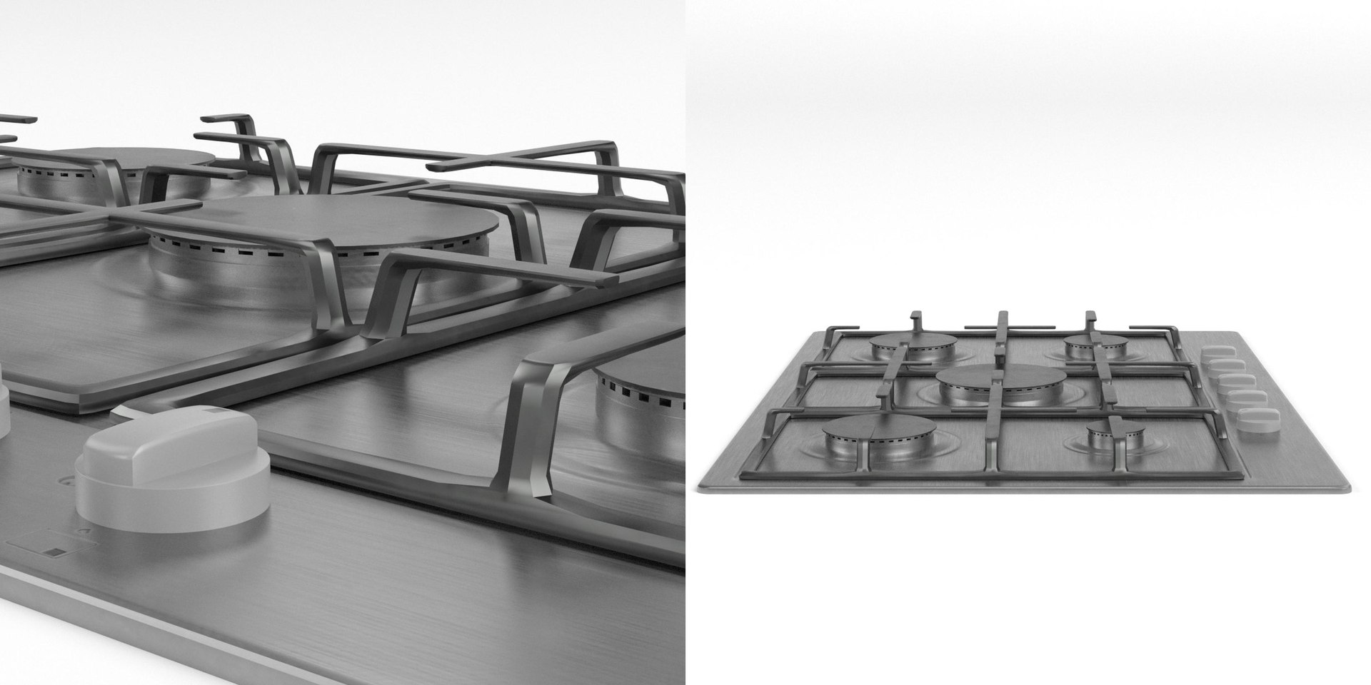 5 Burners Gas Hob 3D Model - TurboSquid 1974183