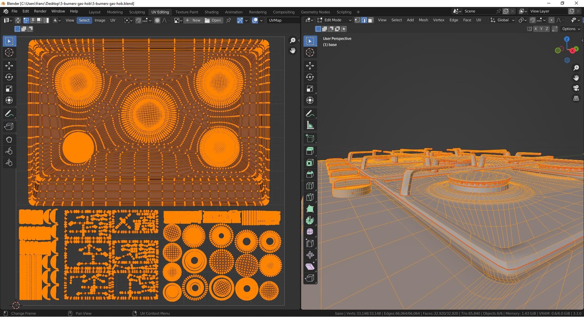5 Burners Gas Hob 3D Model - TurboSquid 1974183
