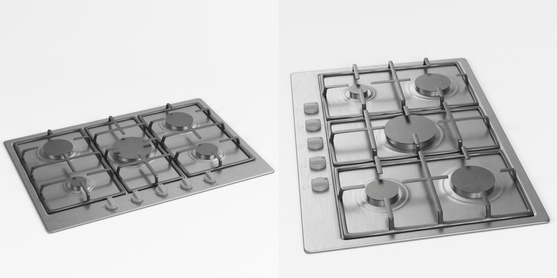 5 Burners Gas Hob 3D Model - TurboSquid 1974183