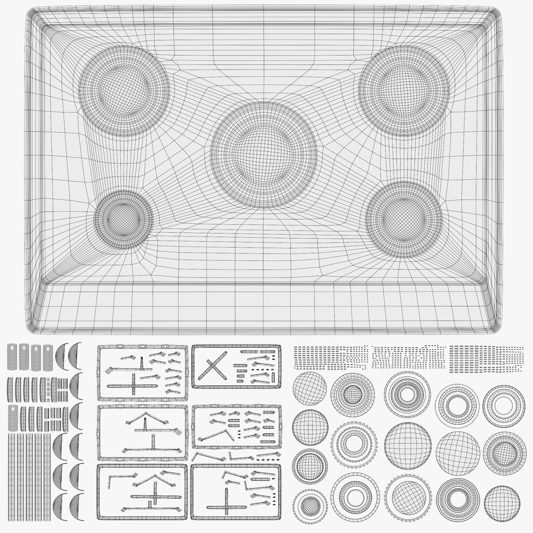 5 Burners Gas Hob 3D Model - TurboSquid 1974183