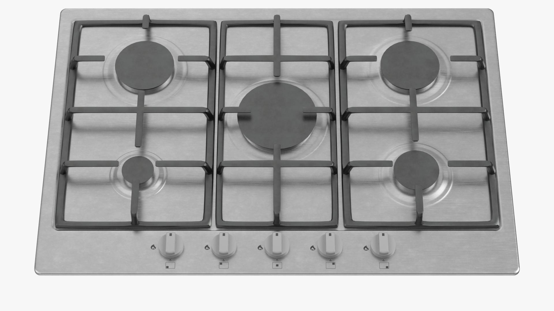 5 Burners Gas Hob 3D Model - TurboSquid 1974183