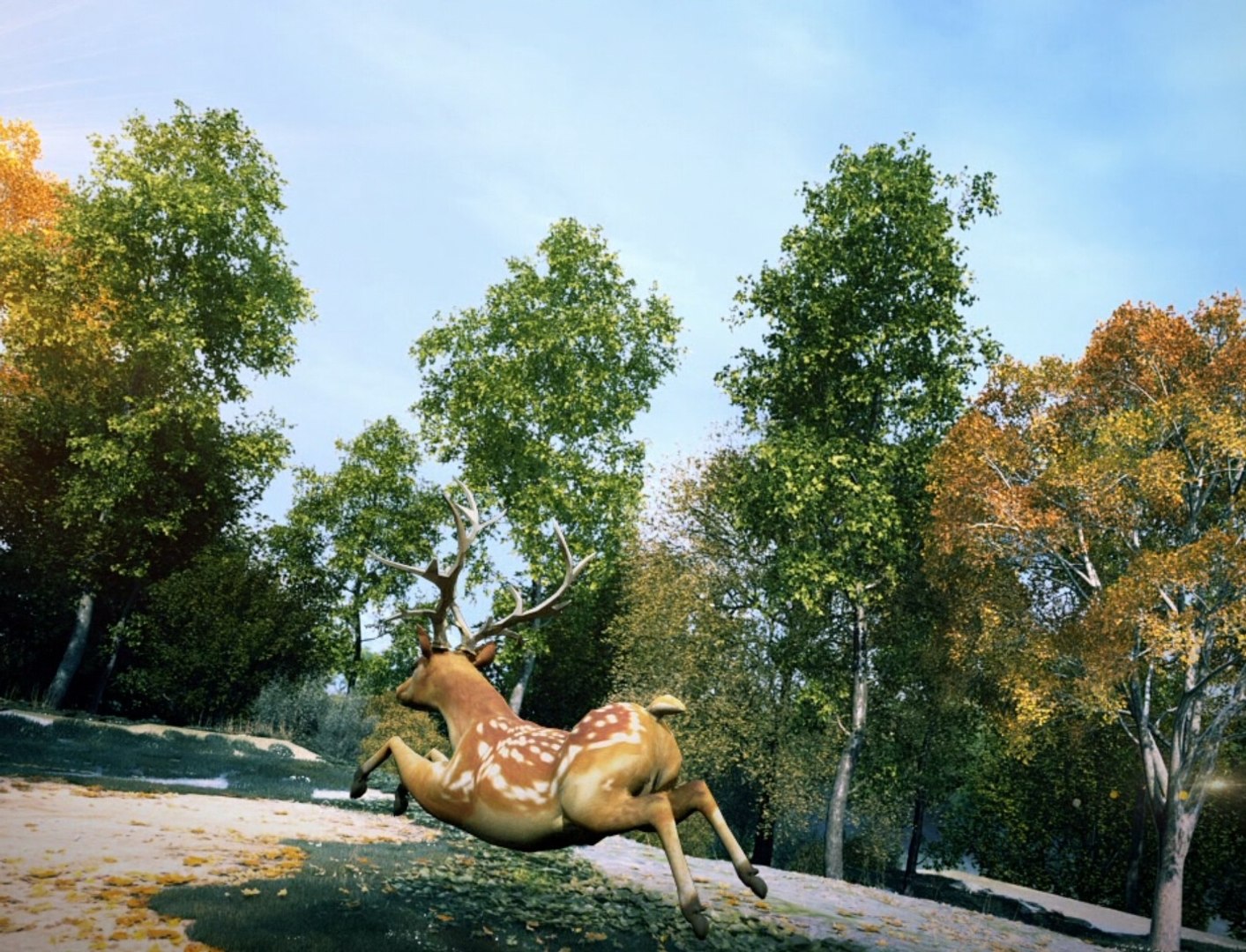 Architecture animation pond forest forest deer moose underwater ...