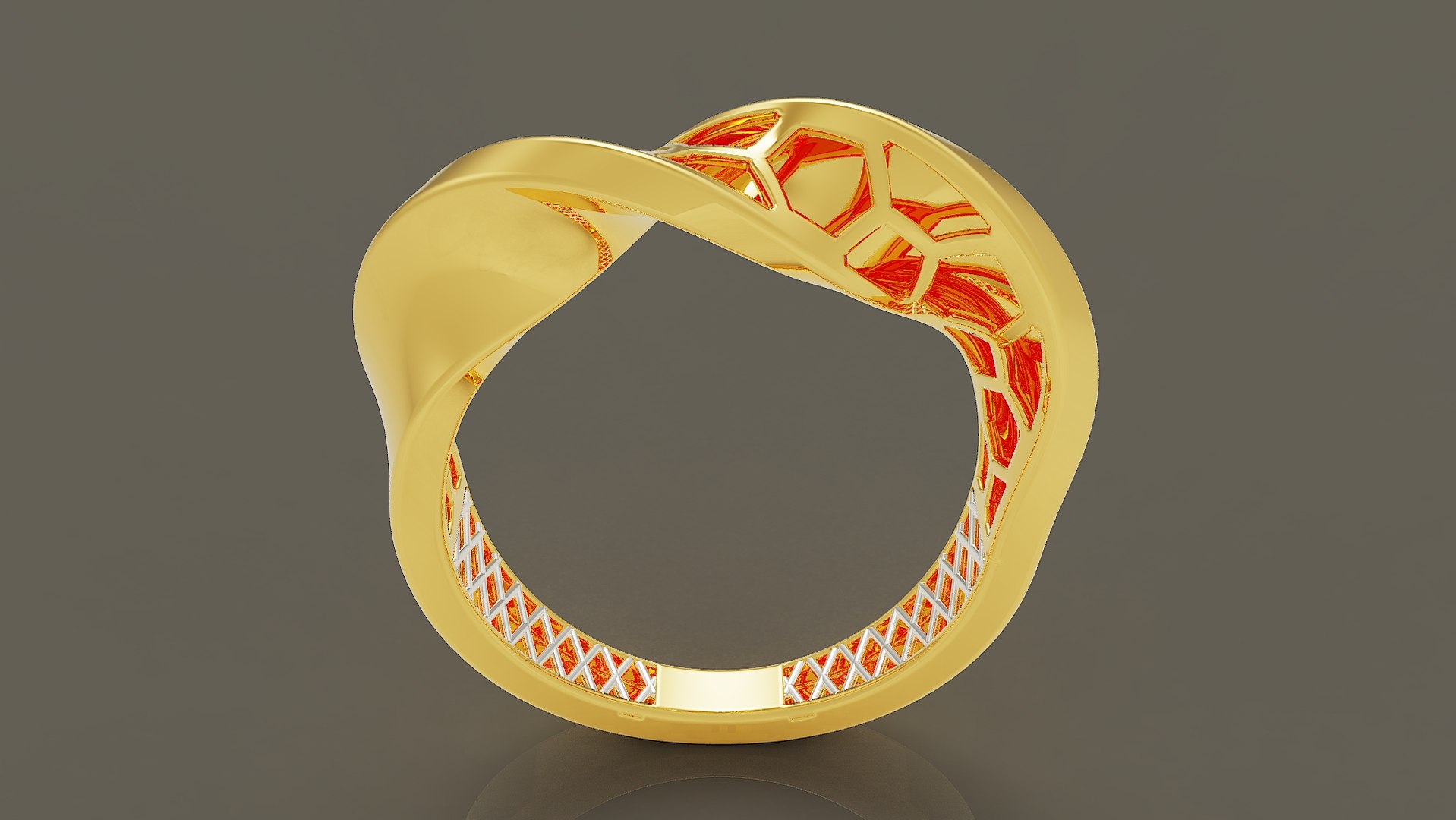 Hexagonal Pattern Twisted Gold Ring 3D - TurboSquid 2339010