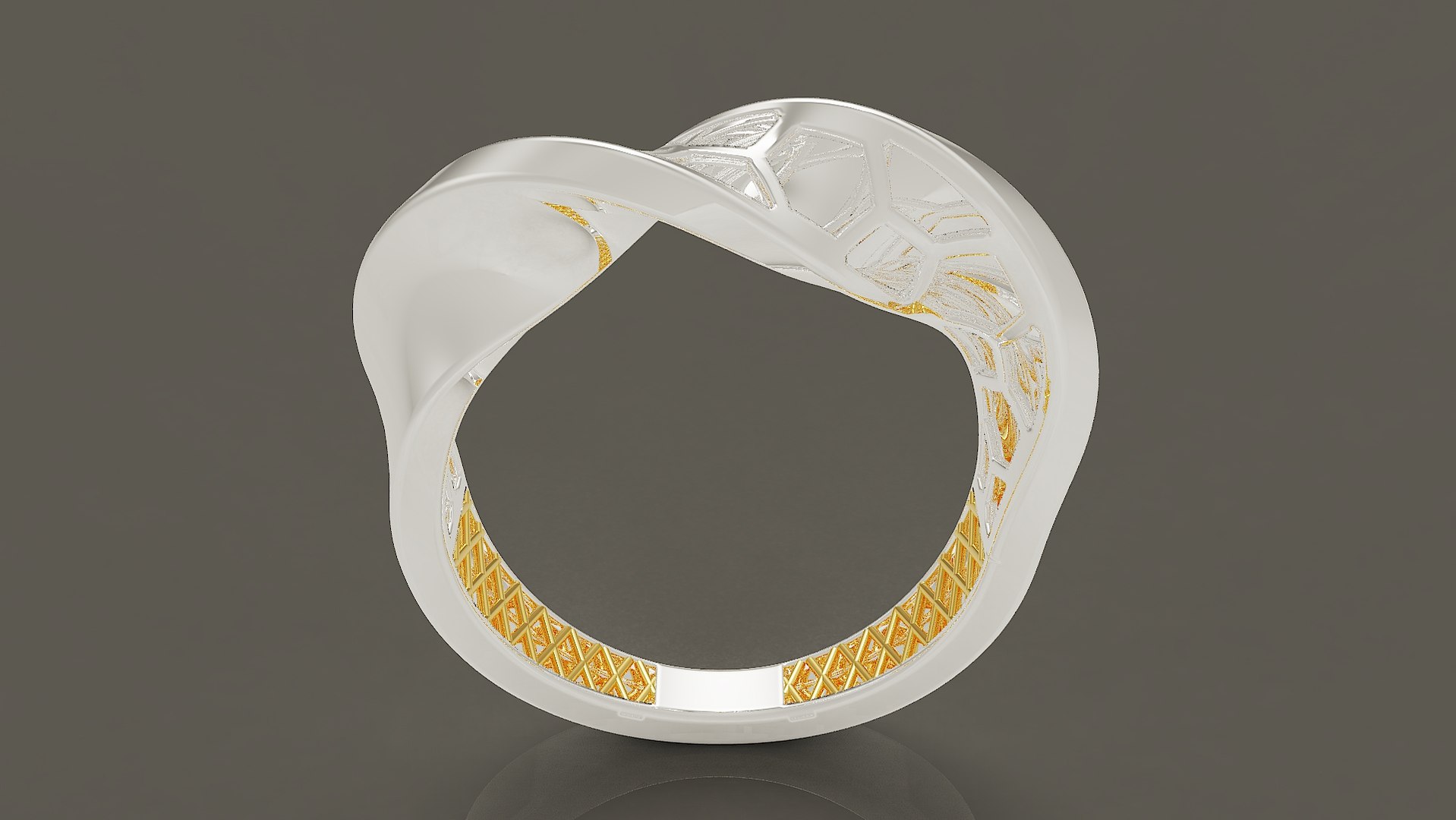 Hexagonal Pattern Twisted Gold Ring 3D - TurboSquid 2339010