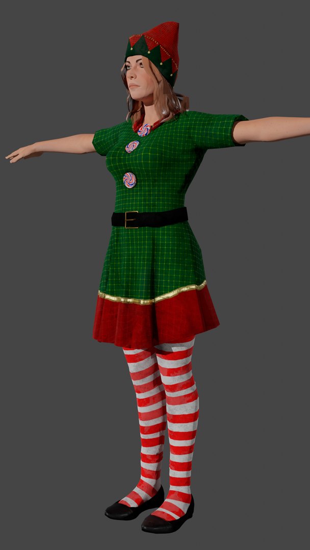 Women Holiday Elf Low-poly 3D Model - TurboSquid 1665248