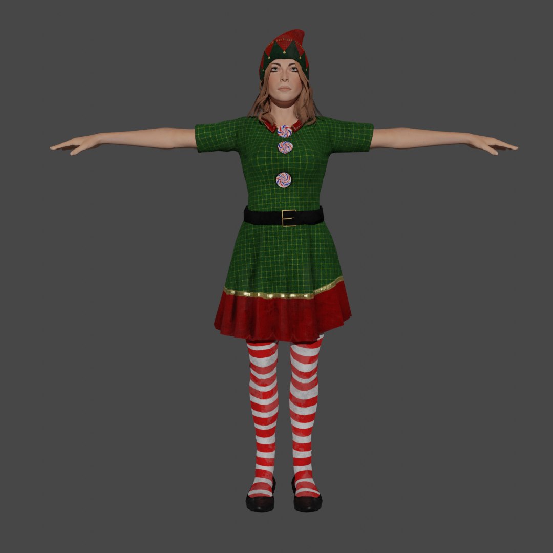 Women Holiday Elf Low-poly 3D Model - TurboSquid 1665248
