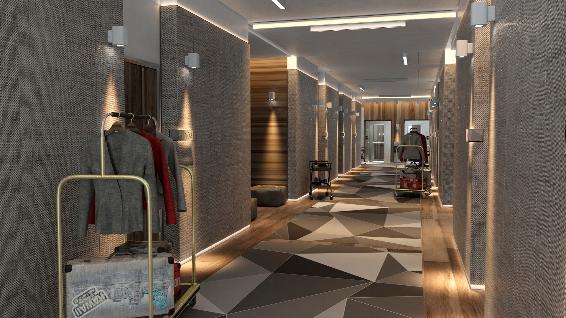 3D Model Hotel Hallway - TurboSquid 1513916
