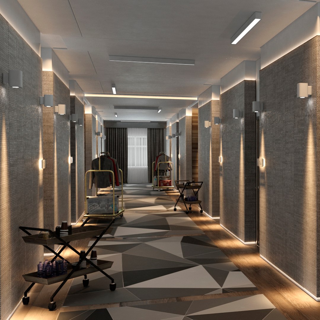 3D Model Hotel Hallway - TurboSquid 1513916
