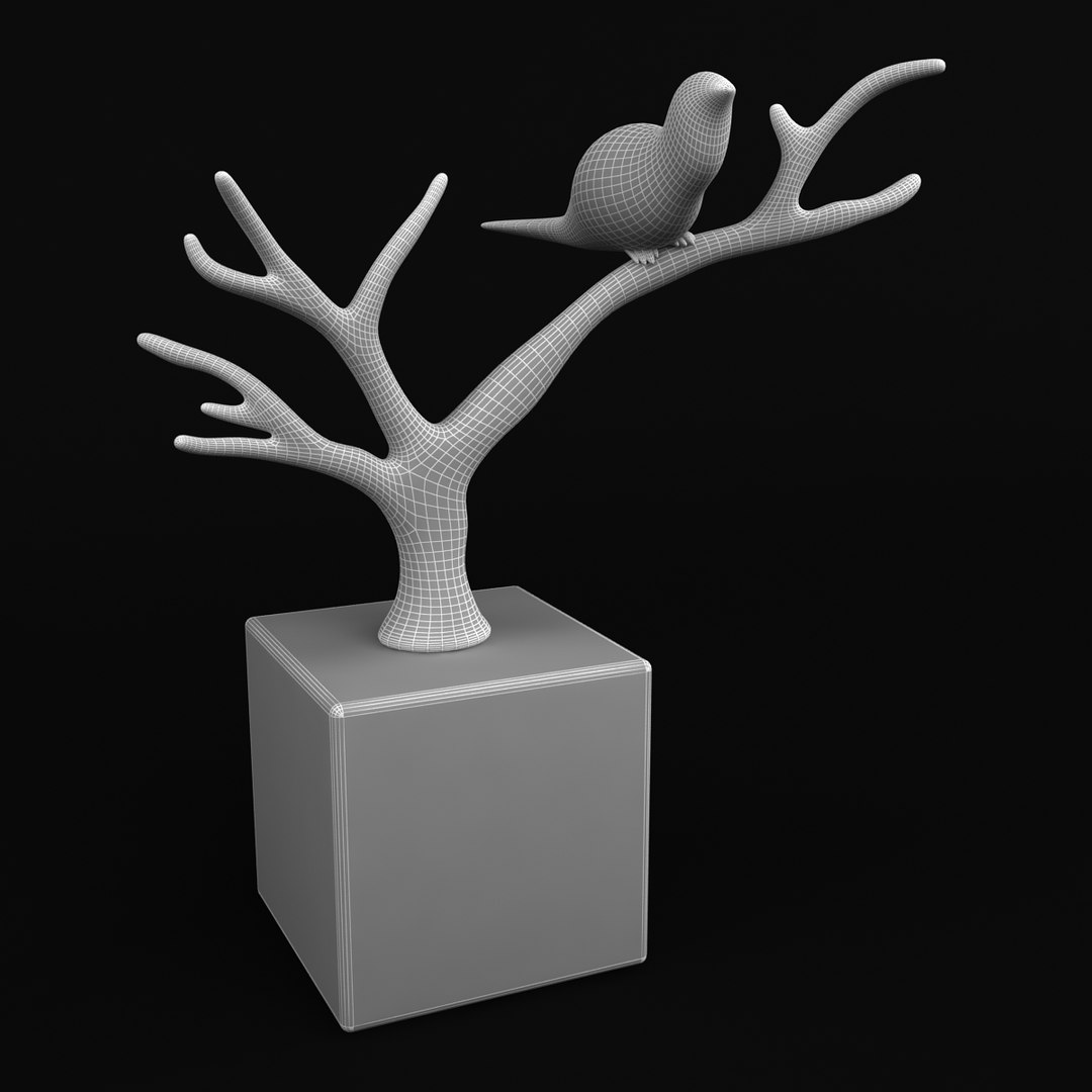 3d Model Bird Branches Statue