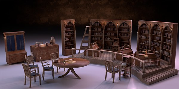 3d model library table