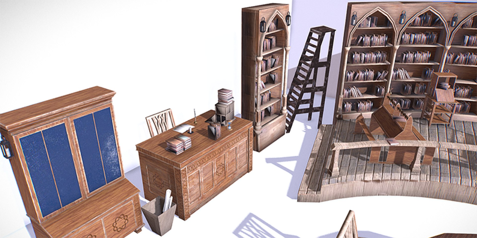3D Medieval Library Pack Pbr - TurboSquid 1292318