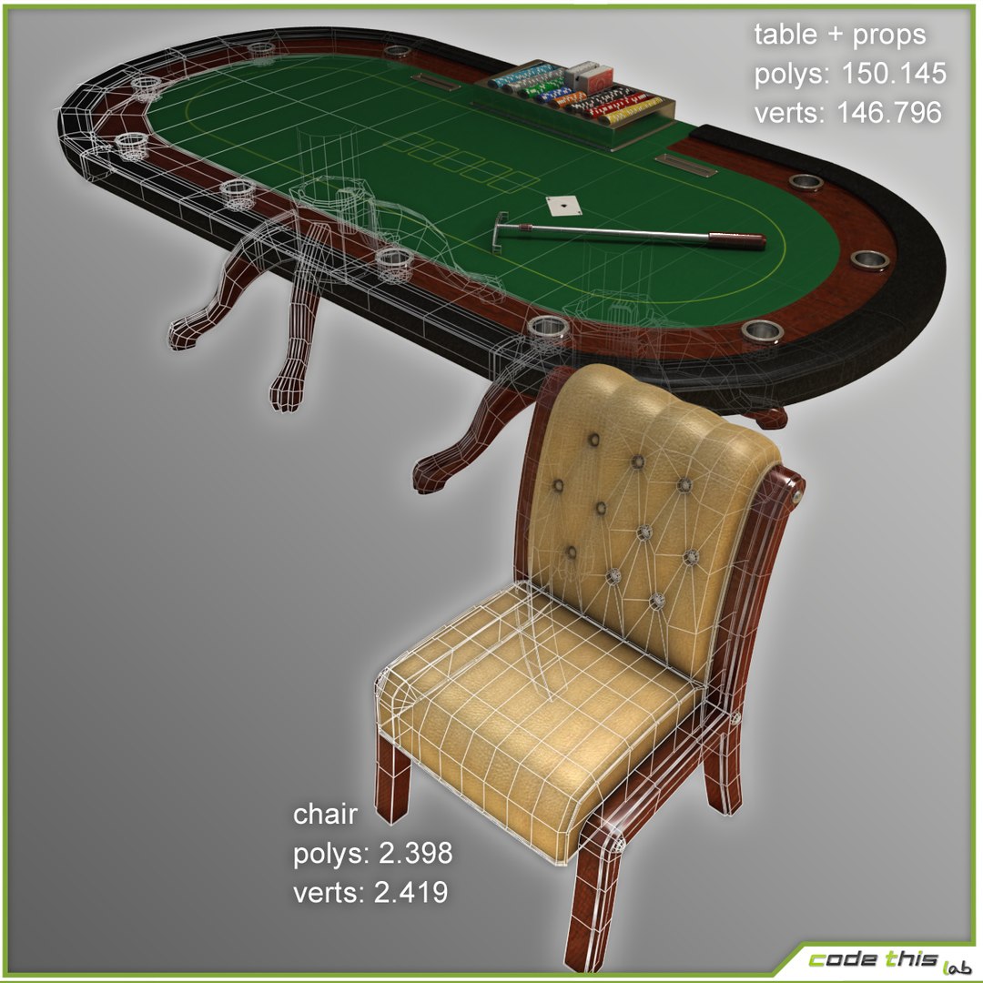 Casino Poker Cards Table 3d Model
