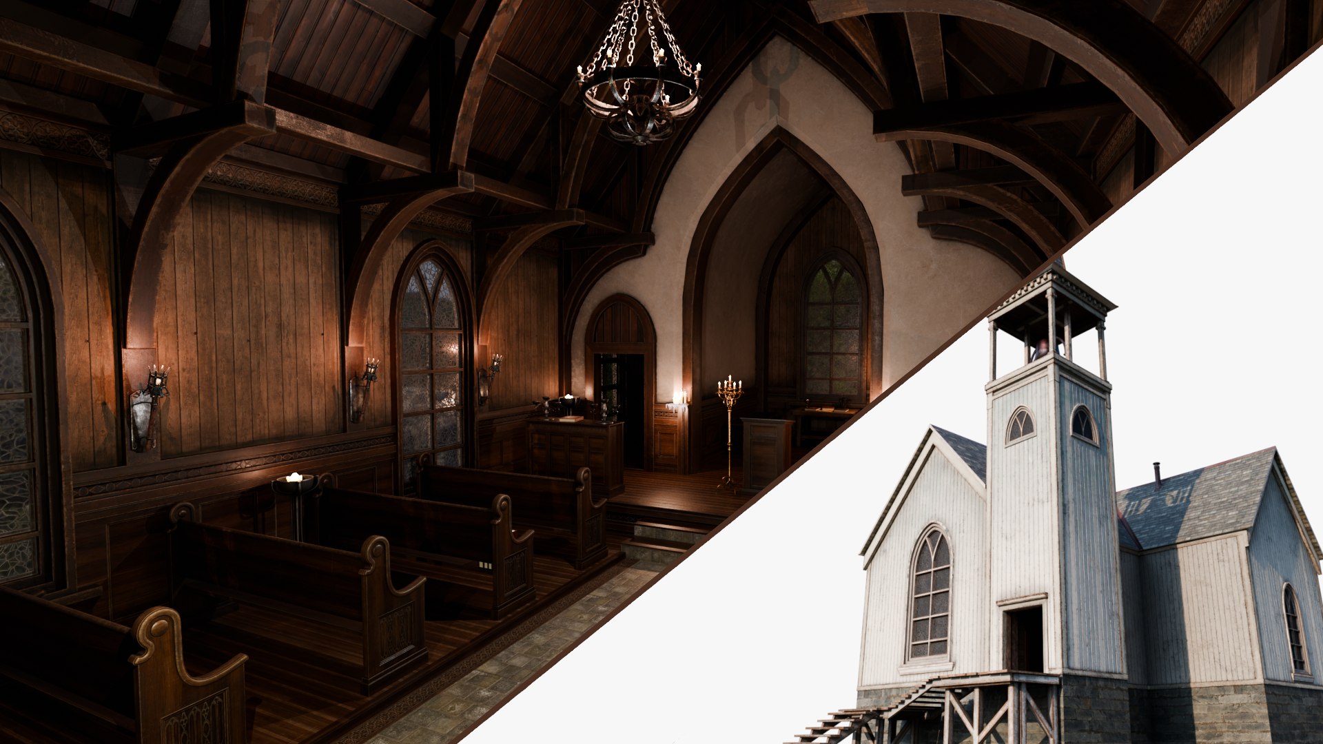 Cozy Gothic Church Full Interior Environment 25 Props 3D - TurboSquid ...