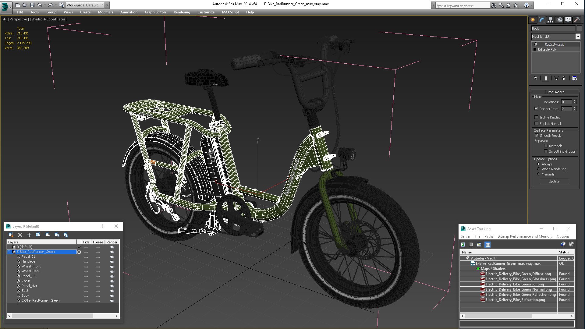 E-Bike RadRunner Green 3D model - TurboSquid 2174280