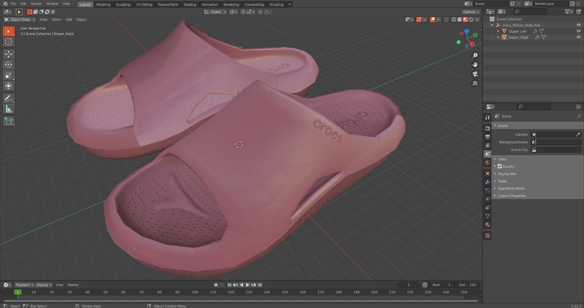 Crocs Mellow Slide Pink 3D Model - TurboSquid 2207092