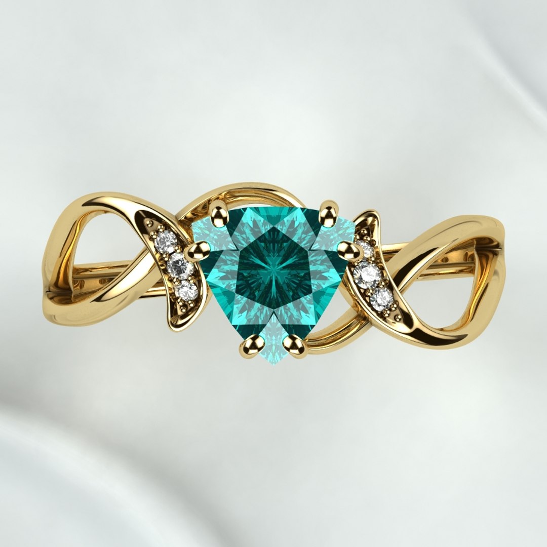 Topaz Trillion Cut Gem Gold Ring 3D Model - TurboSquid 1779257