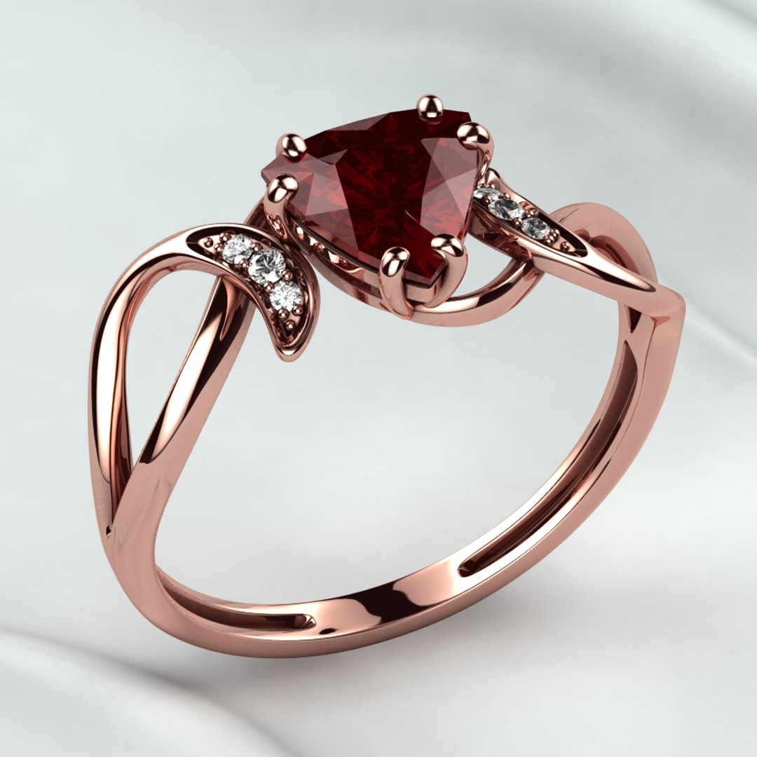 Topaz Trillion Cut Gem Gold Ring 3D Model - TurboSquid 1779257