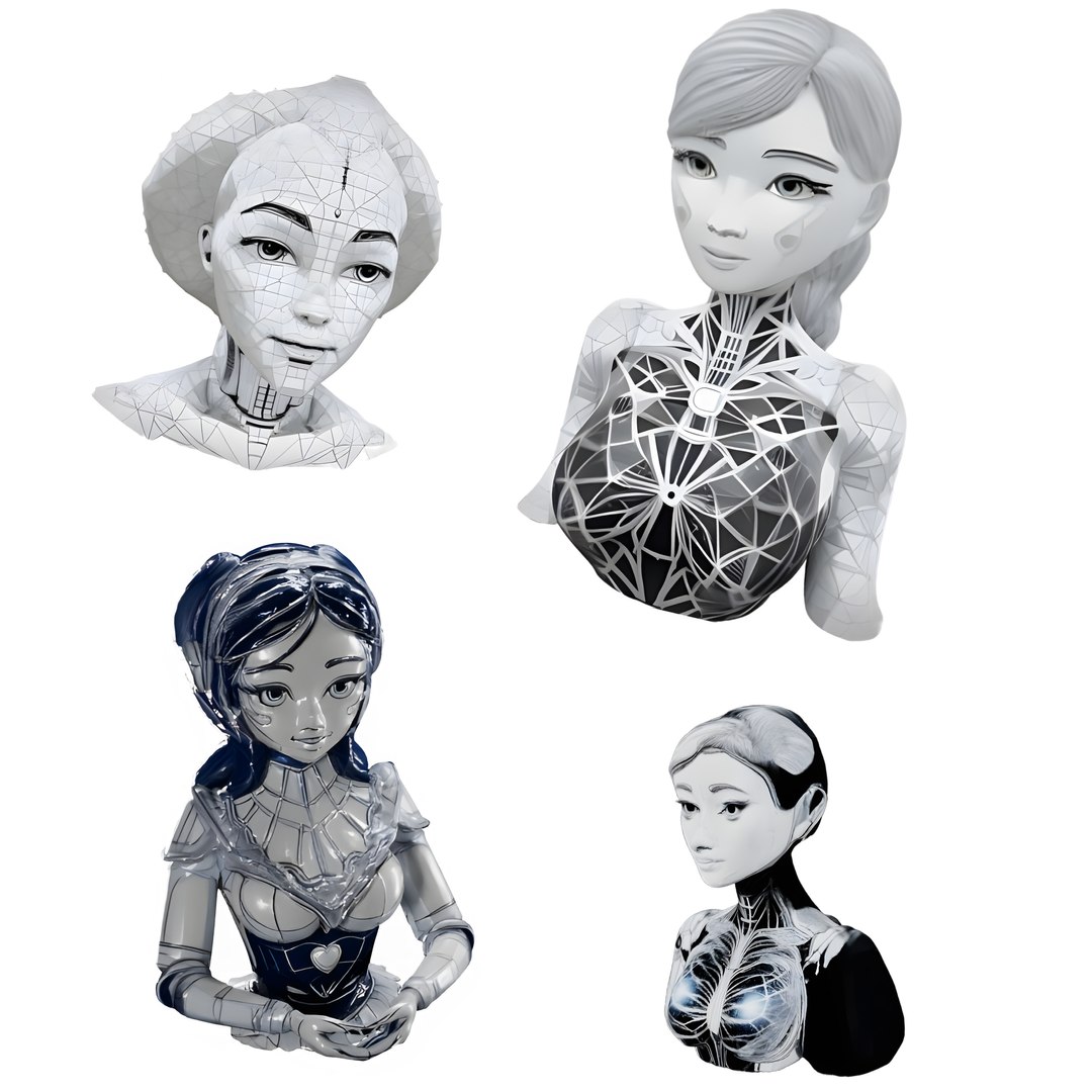 3D Cybernetic Beauty Series - Feminine Android Busts - TurboSquid 2308687