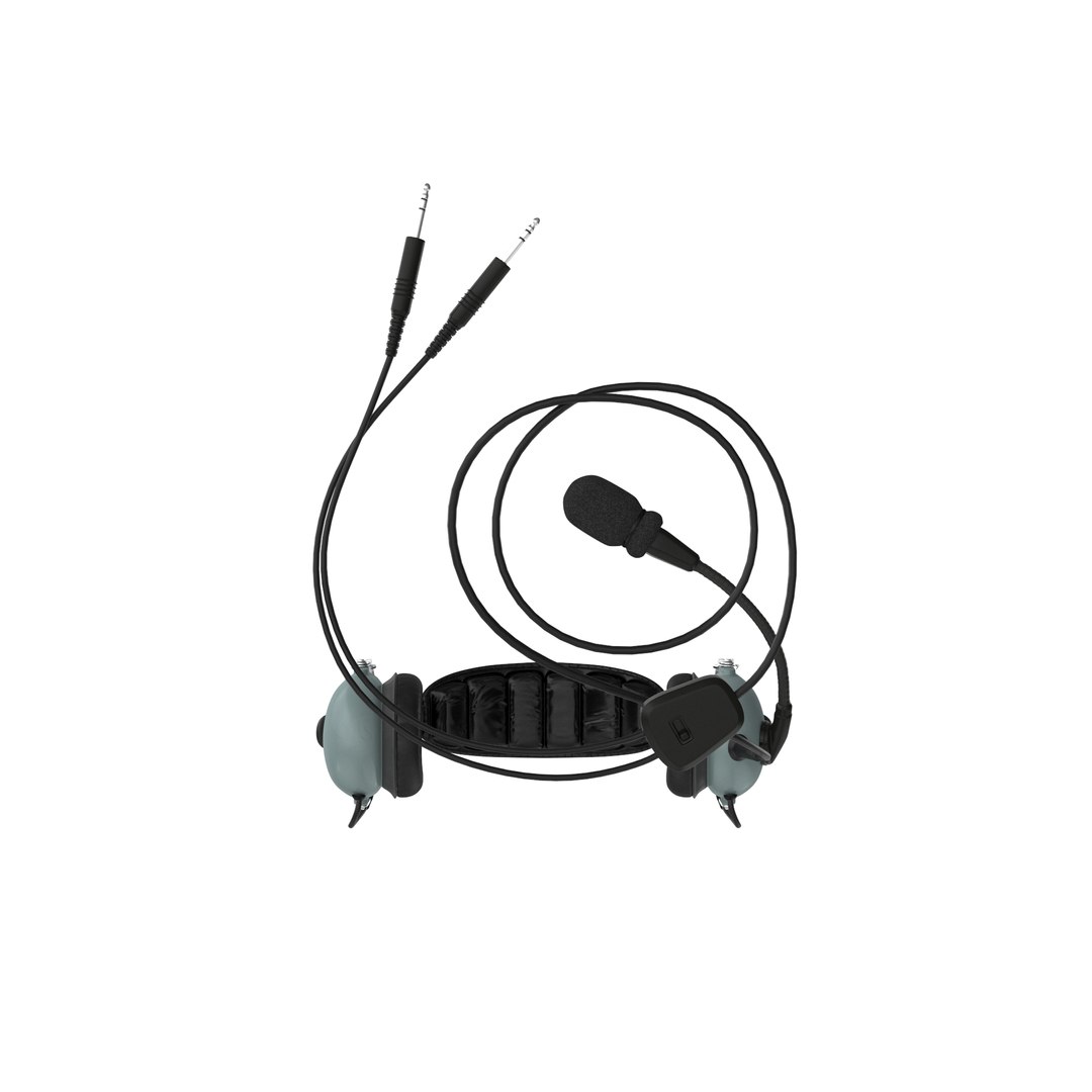 3D Model UFQ P28 Aviation Headset Gray - Blue - TurboSquid 2004200
