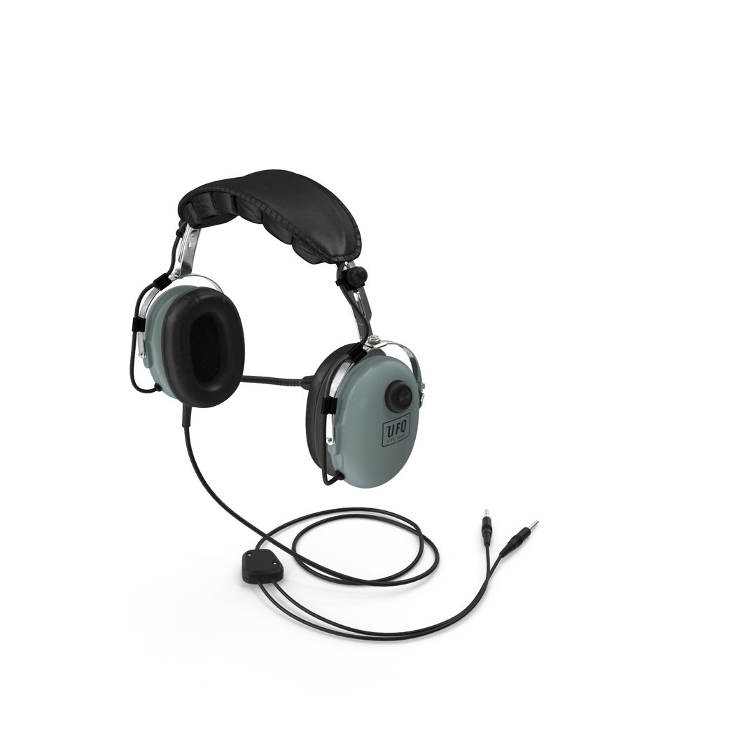 3D Model UFQ P28 Aviation Headset Gray - Blue - TurboSquid 2004200