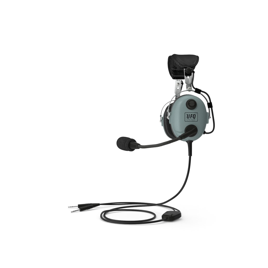 3D Model UFQ P28 Aviation Headset Gray - Blue - TurboSquid 2004200