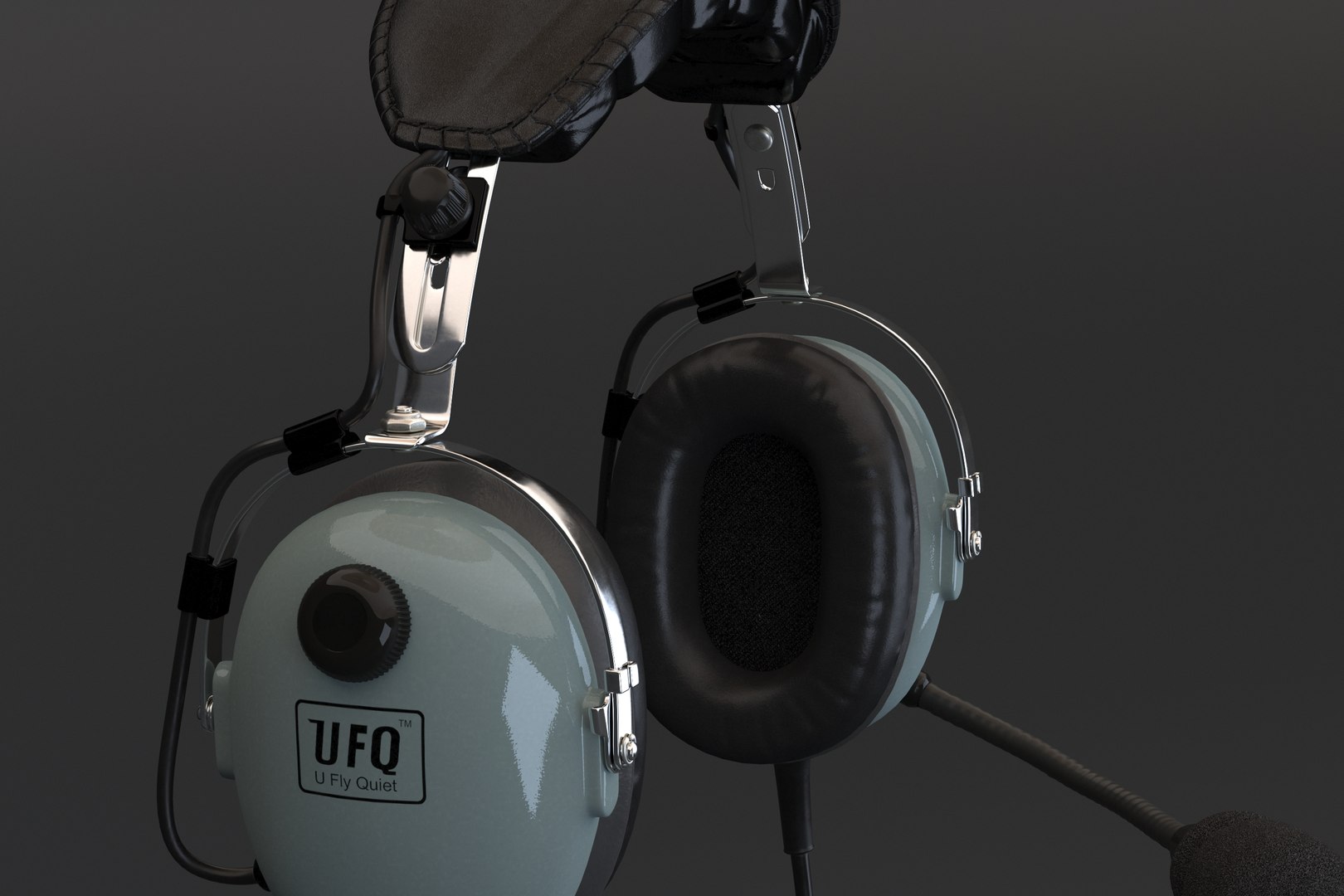 3D Model UFQ P28 Aviation Headset Gray - Blue - TurboSquid 2004200