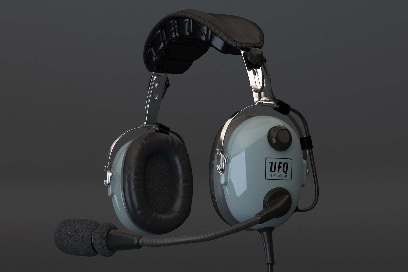 3D Model UFQ P28 Aviation Headset Gray - Blue - TurboSquid 2004200