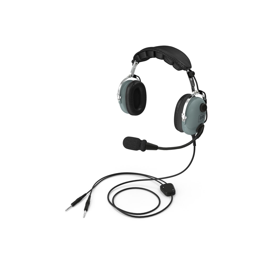 3D Model UFQ P28 Aviation Headset Gray - Blue - TurboSquid 2004200