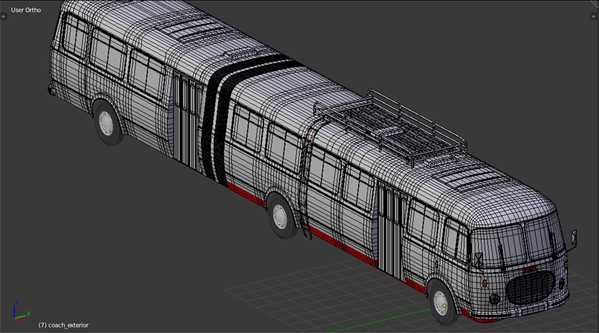 Historical Articulated Bus 3d Model